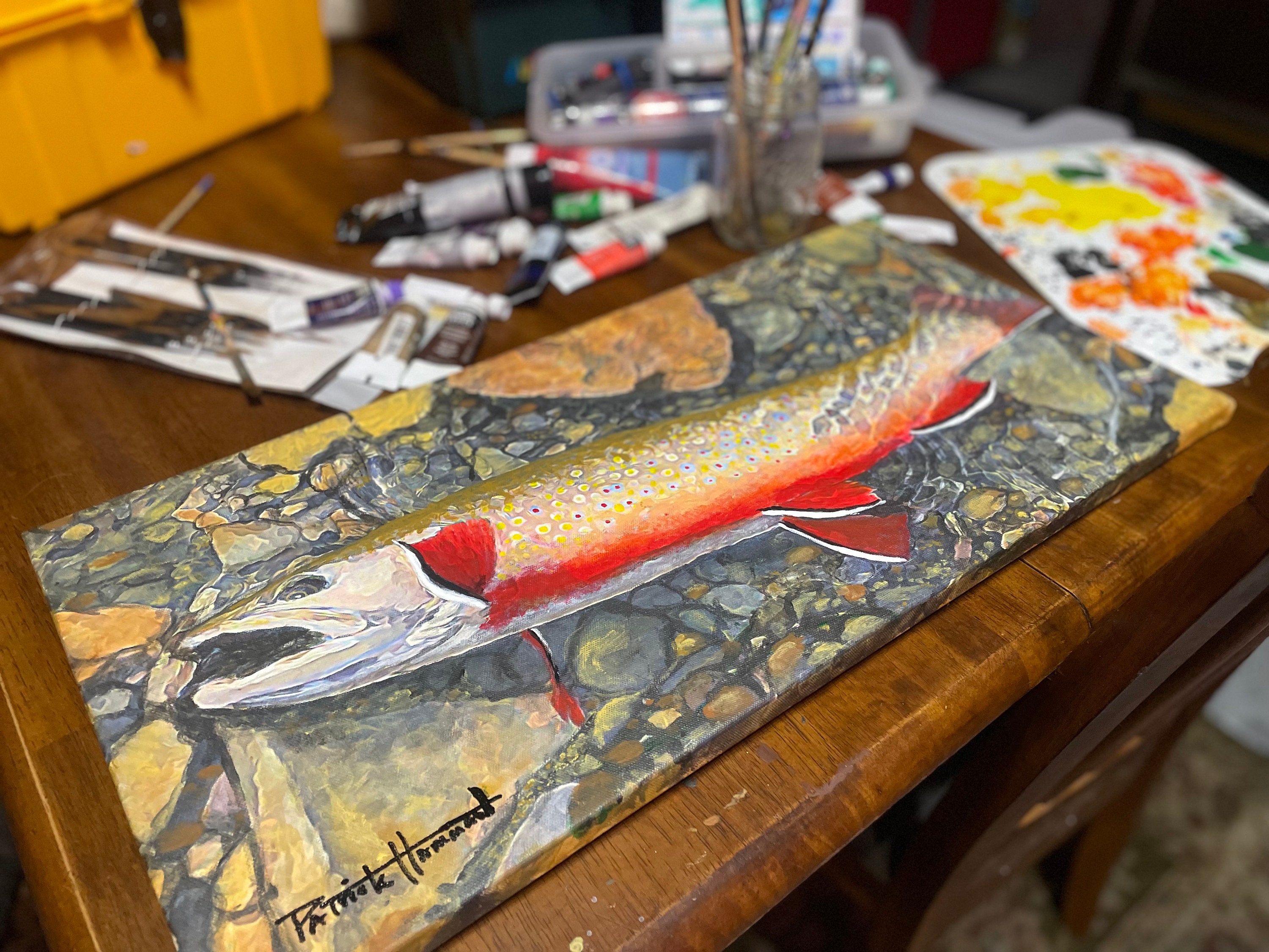 Original Brook Trout Painting Limited Edition Canvas Giclée Stretched and Mounted Print "brook ...