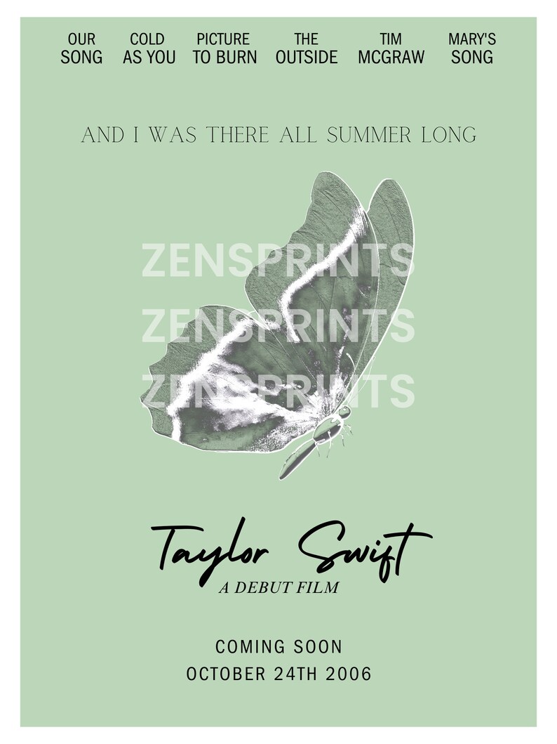 Taylor Swift Inspired Movie Poster Debut quill Pen Version Digital ...