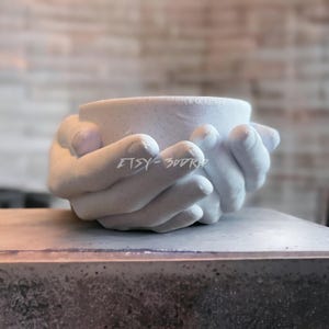 Hands Planter | Cupped Hands Bowl | Pray Hands Sculpture, Unique Flower ...