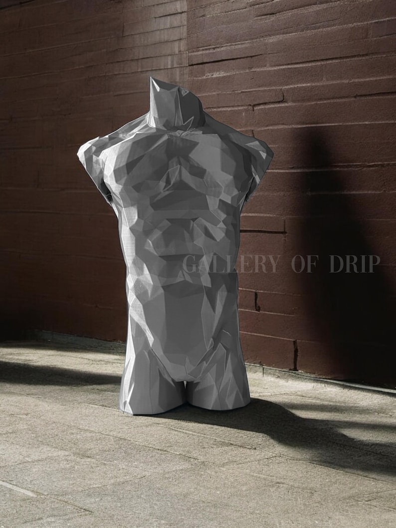 Luxe Male Torso Statue Figure | Low Poly Style | Dazzling Unique Finish ...