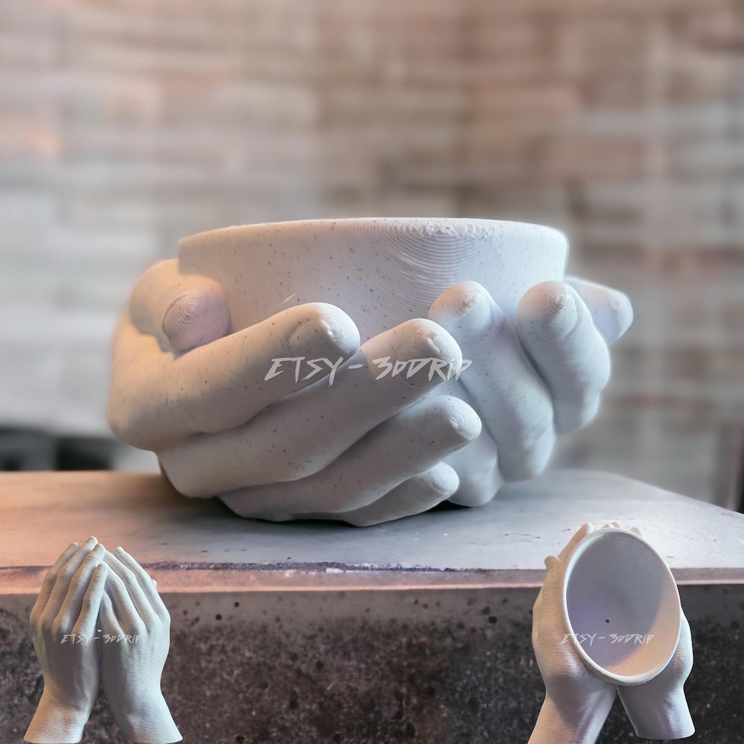 Hands Planter | Cupped Hands Bowl | Pray Hands Sculpture, Unique Flower ...