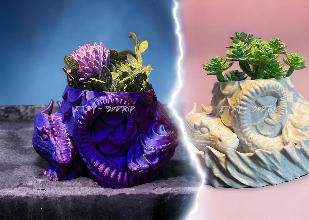 Sleeping Dragon Planter | Medieval Vase | Goth Flower Pot, Drainage ...