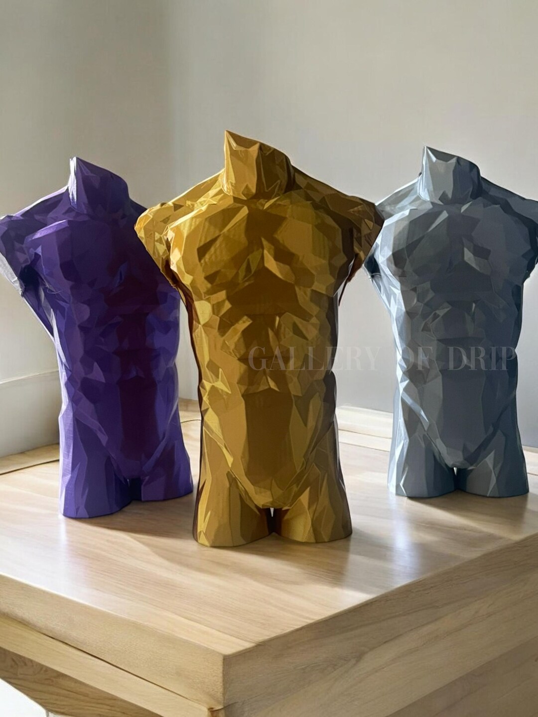 Luxe Male Torso Statue Figure | Low Poly Style | Dazzling Unique Finish ...