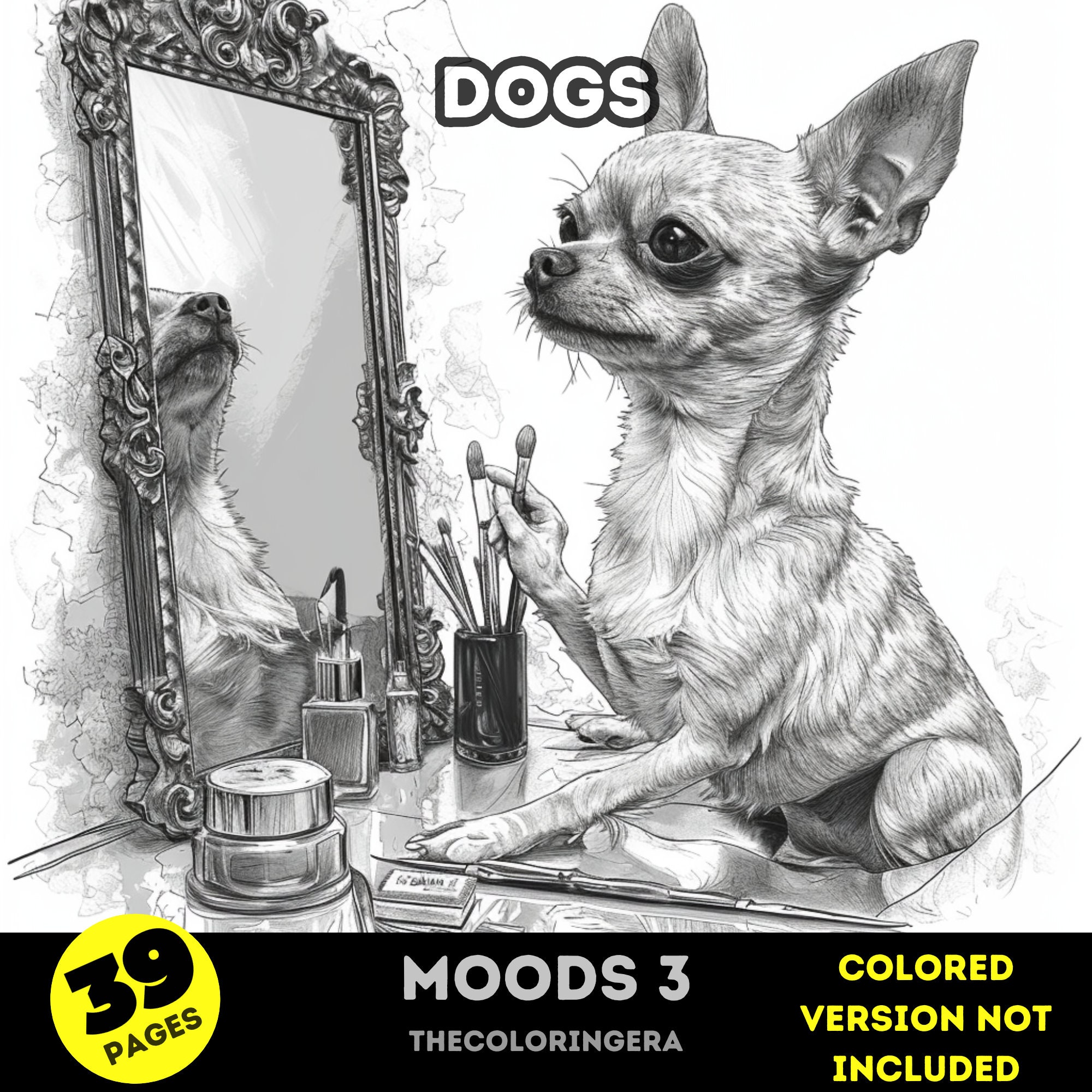 Dog Moods Vol 3 37 Coloring Pages Digital Downloads Grayscale Pdf Files - Etsy