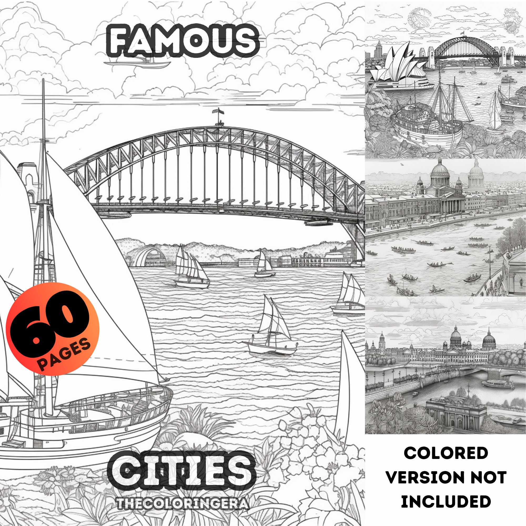 Famous Cities Coloring Page Digital Download Coloring Books Adults ...