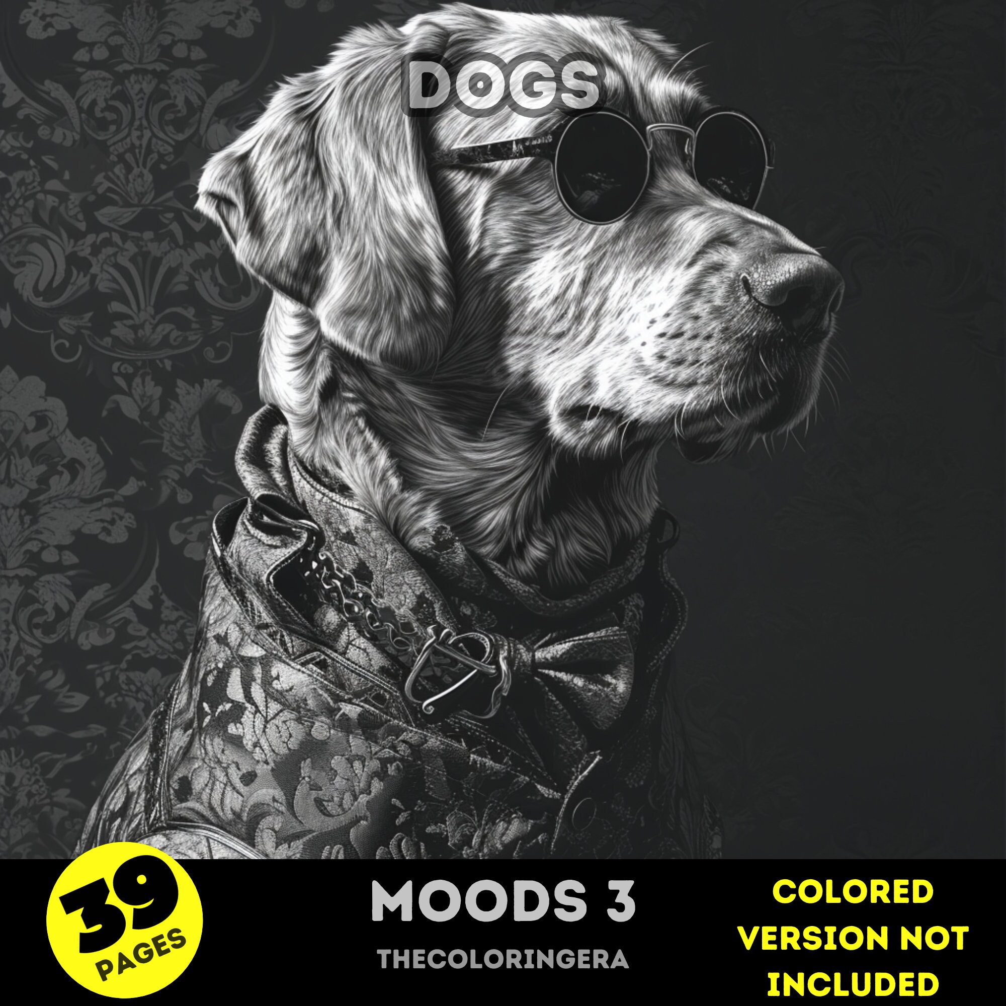Dog Moods Vol 3 37 Coloring Pages Digital Downloads Grayscale Pdf Files ...