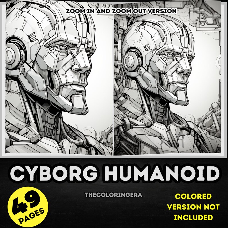 50 Pages of Cyborg Humanoid Robot Humans Coloring Pages - Etsy