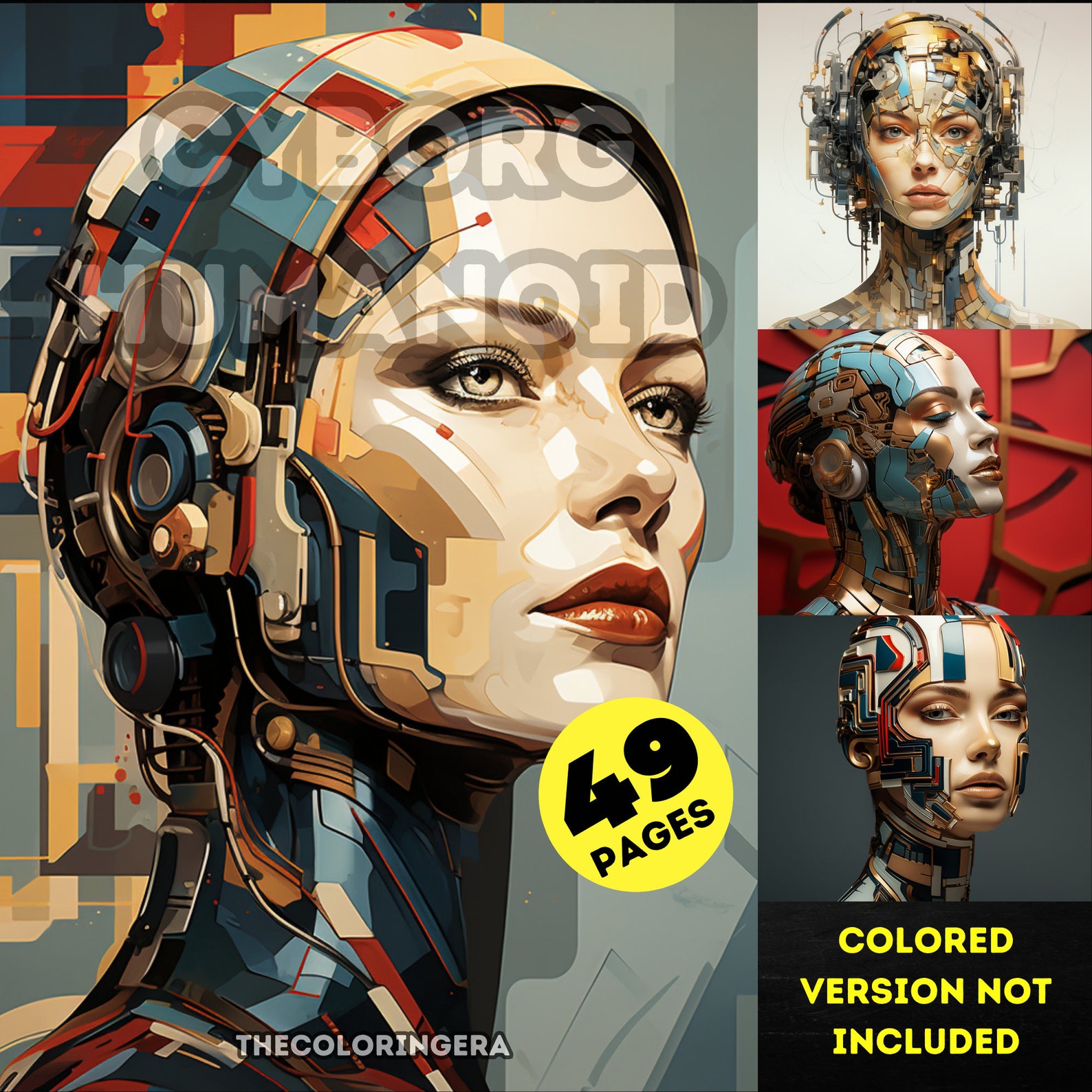 50 Pages of Cyborg Humanoid Robot Humans Coloring Pages - Etsy