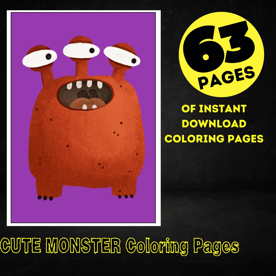 Easy Simple Cute Monsters Coloring Book 63 Pages Cute - Etsy