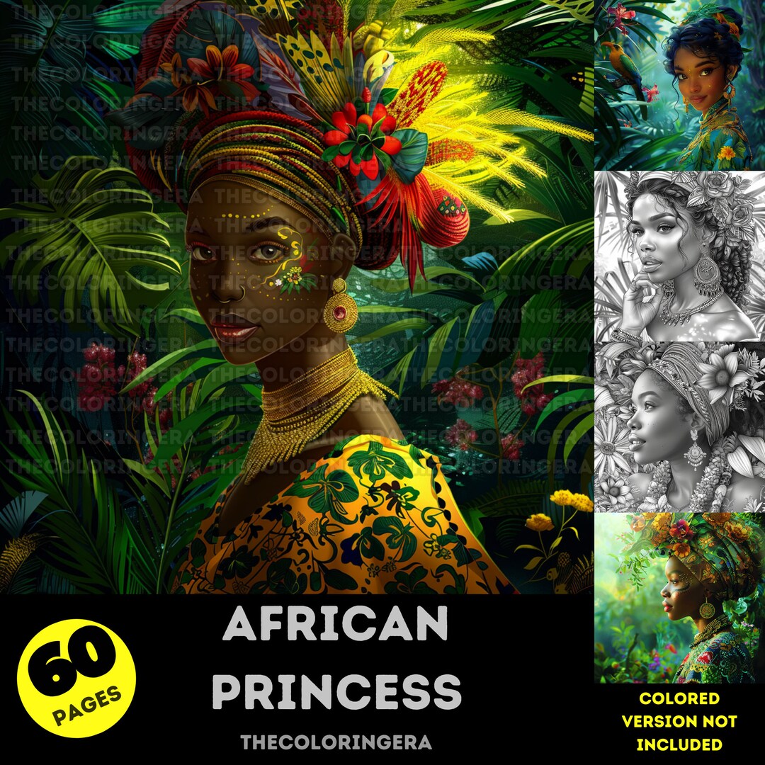 602 Pages of African Princess Coloring Book Pdf Files Digital Download ...