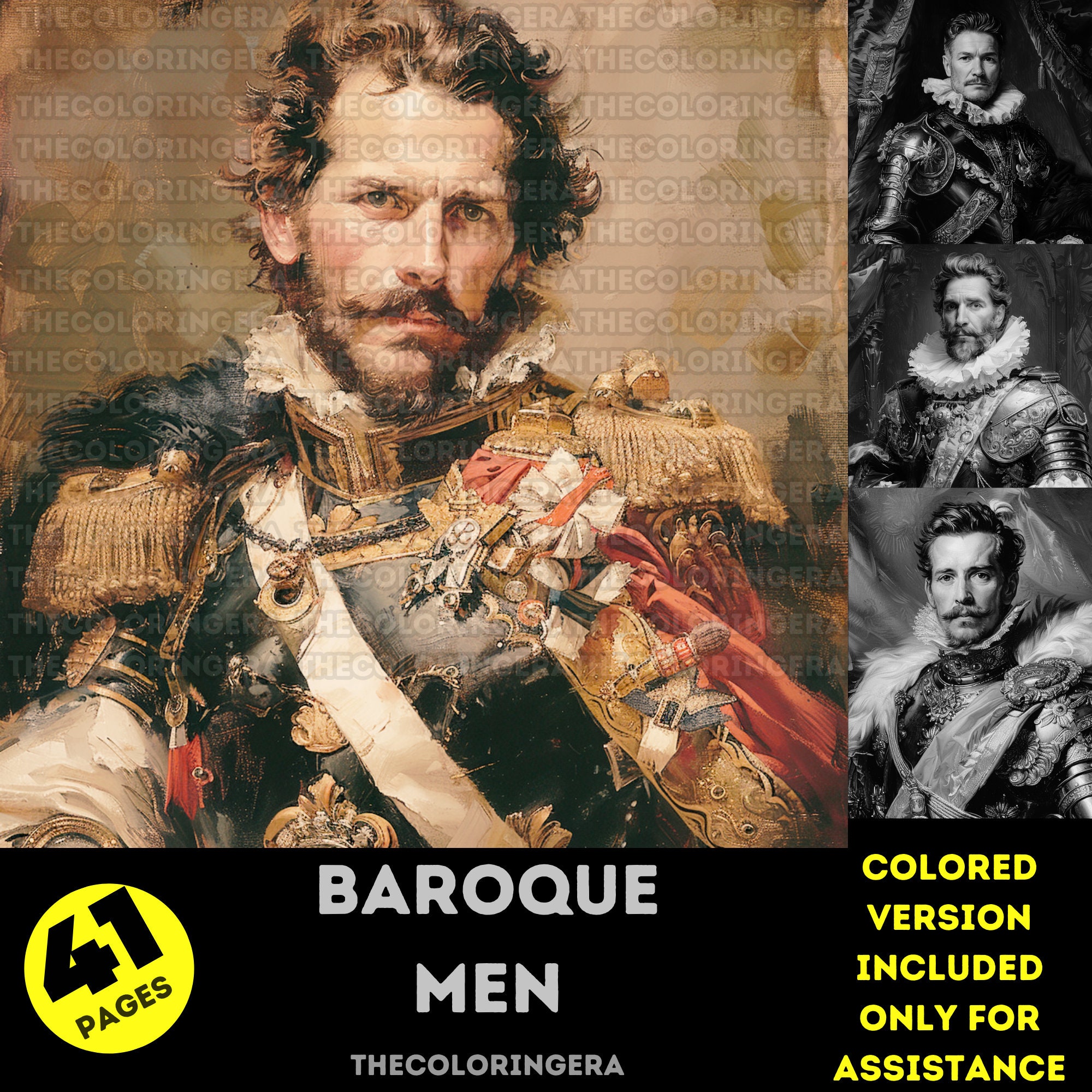 41 Pages of Coloring Page Baroque Men Pdf Files Digital Downloads ...