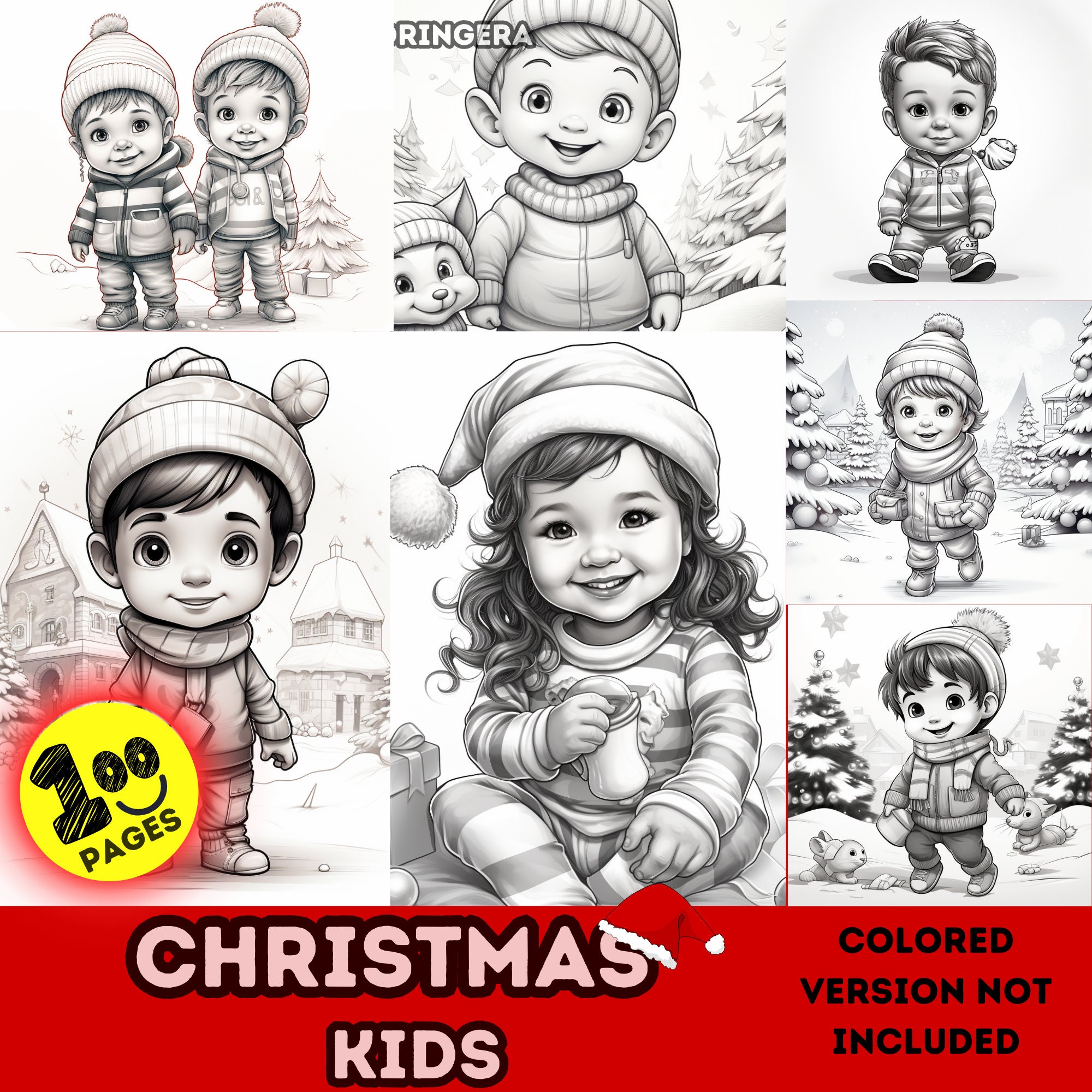100 Christmas Kids Coloring Book Digital File Holiday - Etsy
