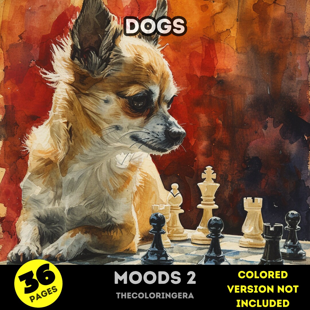 Dog Moods Vol 2 36 Coloring Pages Digital Downloads Grayscale Pdf Files ...