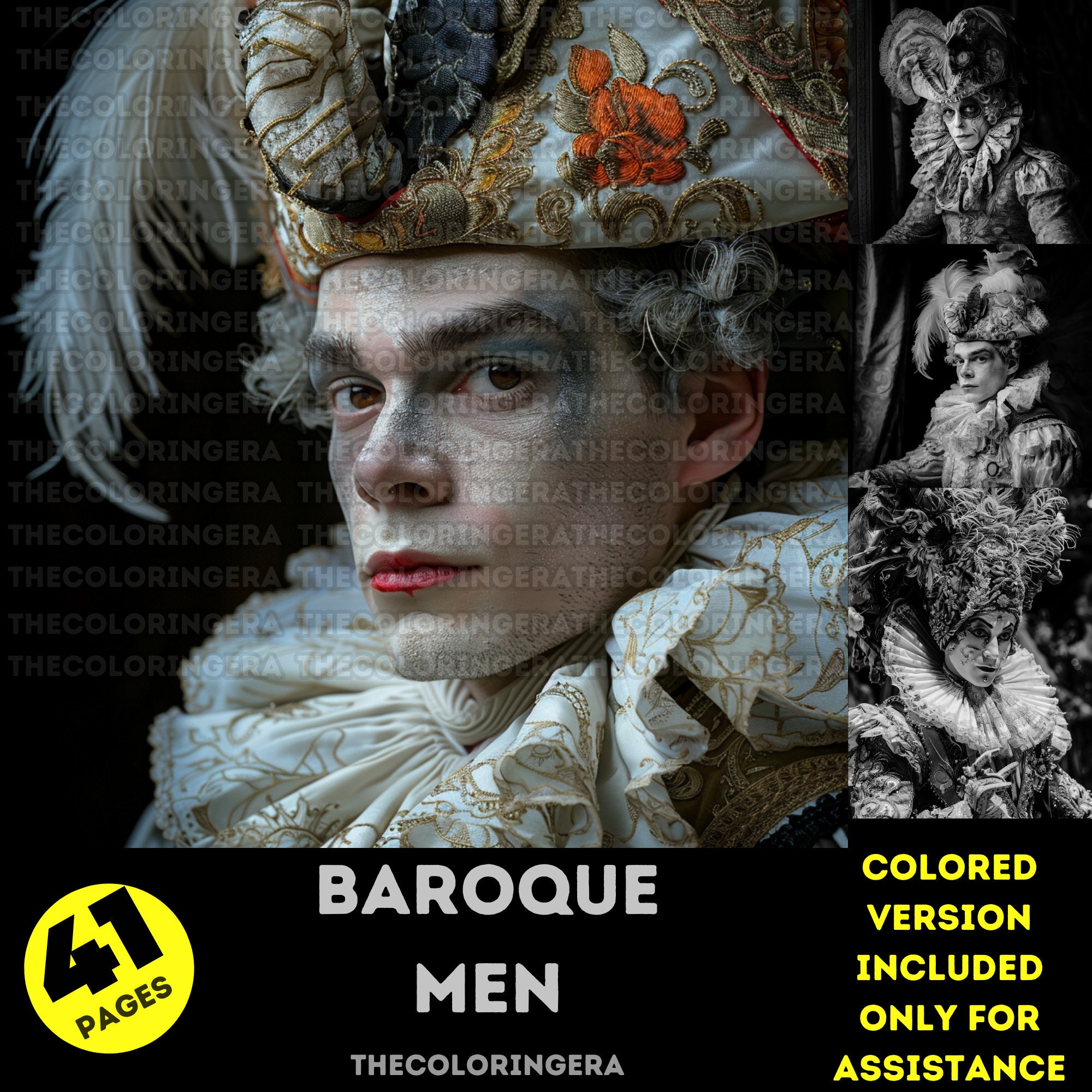 41 Pages of Coloring Page Baroque Men Pdf Files Digital Downloads ...