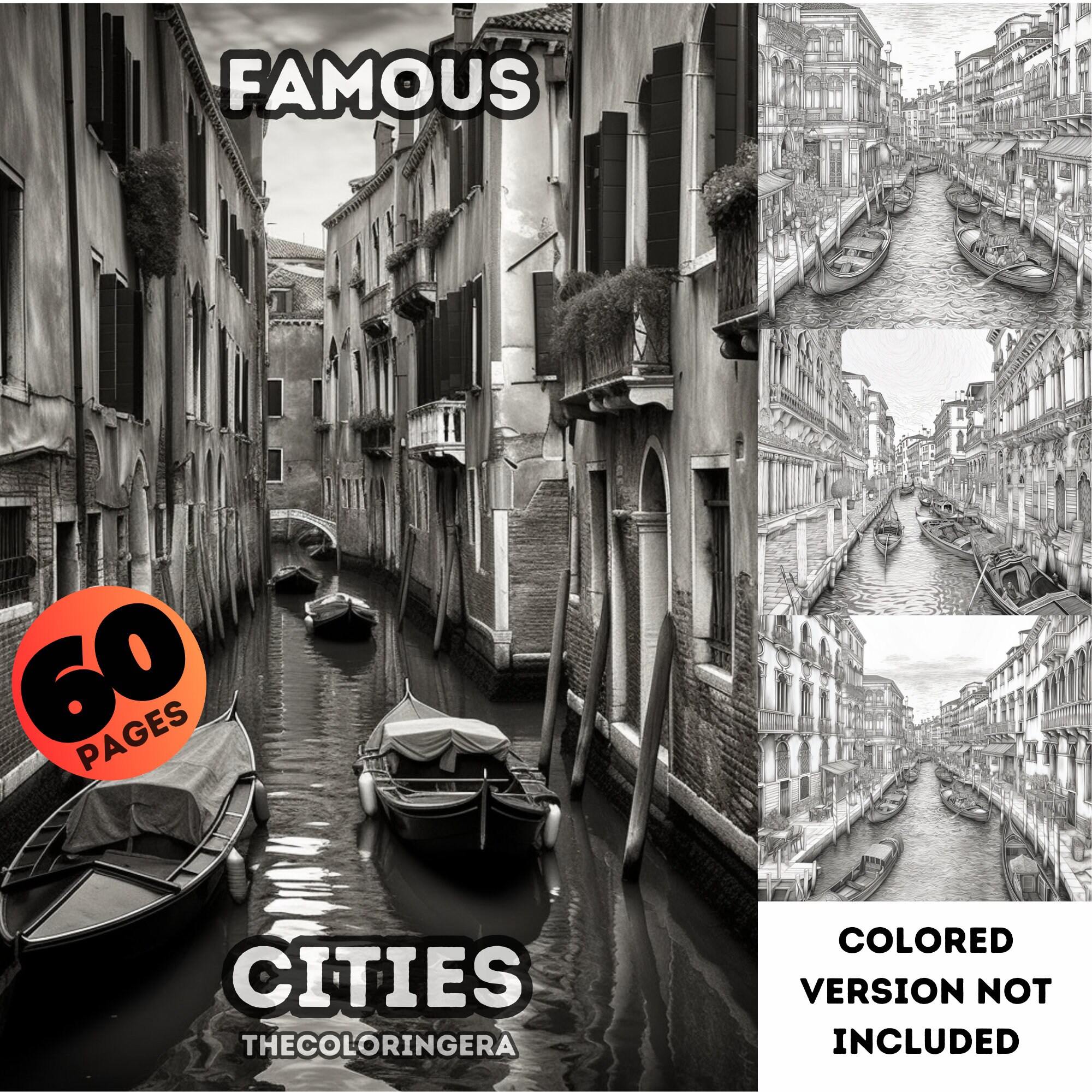 Famous Cities Coloring Page Digital Download Coloring Books Adults ...