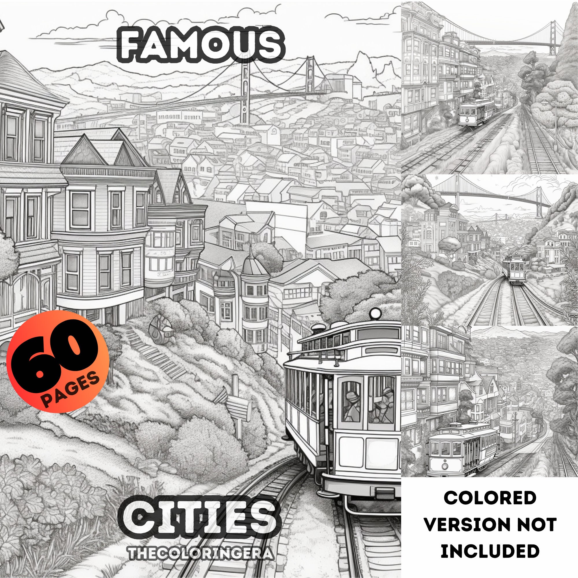 Famous Cities Coloring Page Digital Download Coloring Books Adults ...
