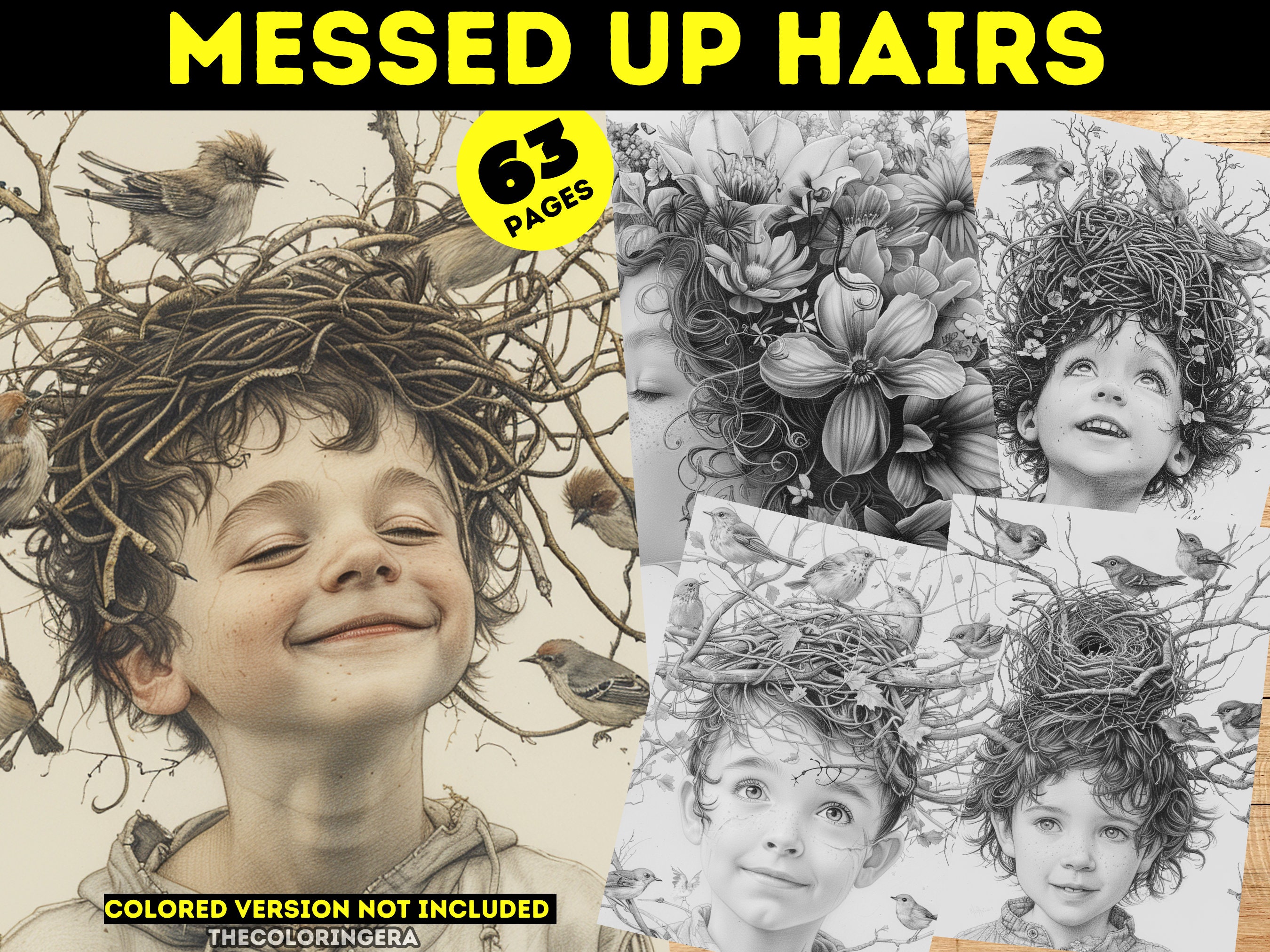 Messed up Hairs Coloring Page Printable Adult Coloring Pages Download ...