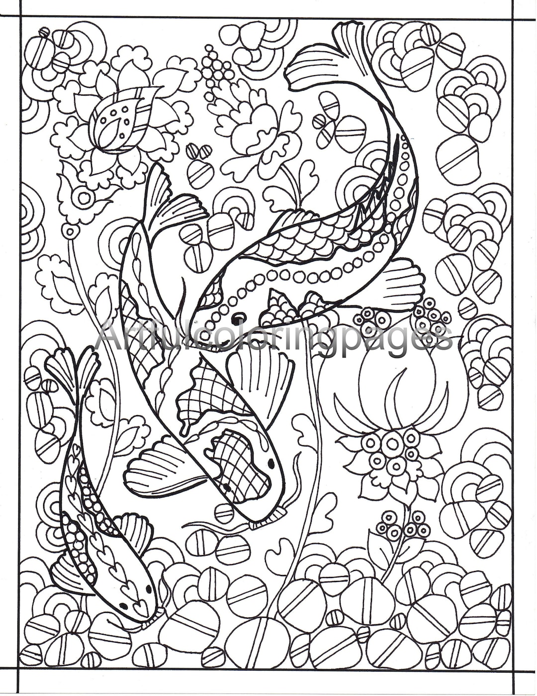 Adult Coloring Pages Koi Fish Coloring Pages Nature Coloring Pages ...