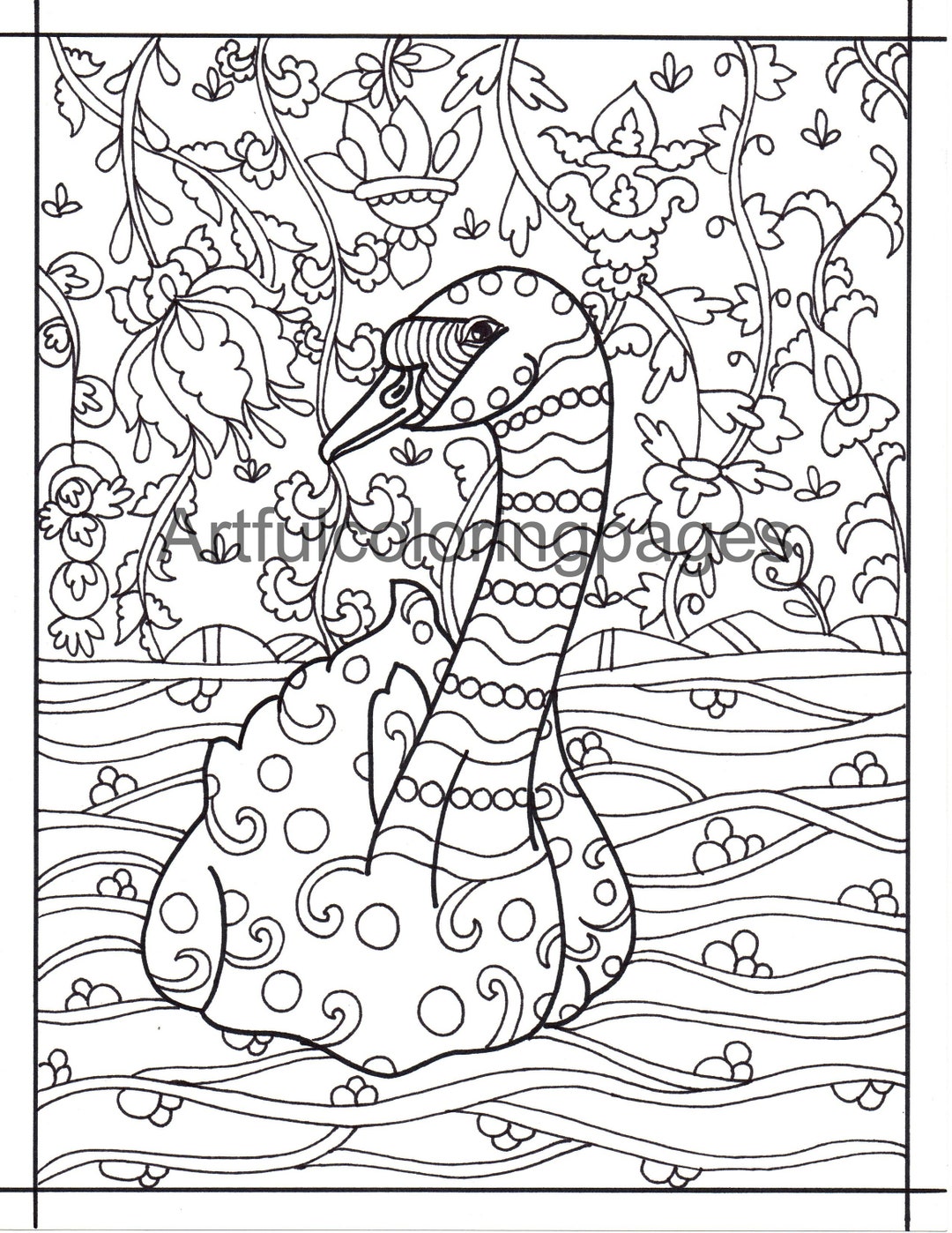 Adult Coloring Pages Swan Coloring Page Birds Coloring Page Printable ...