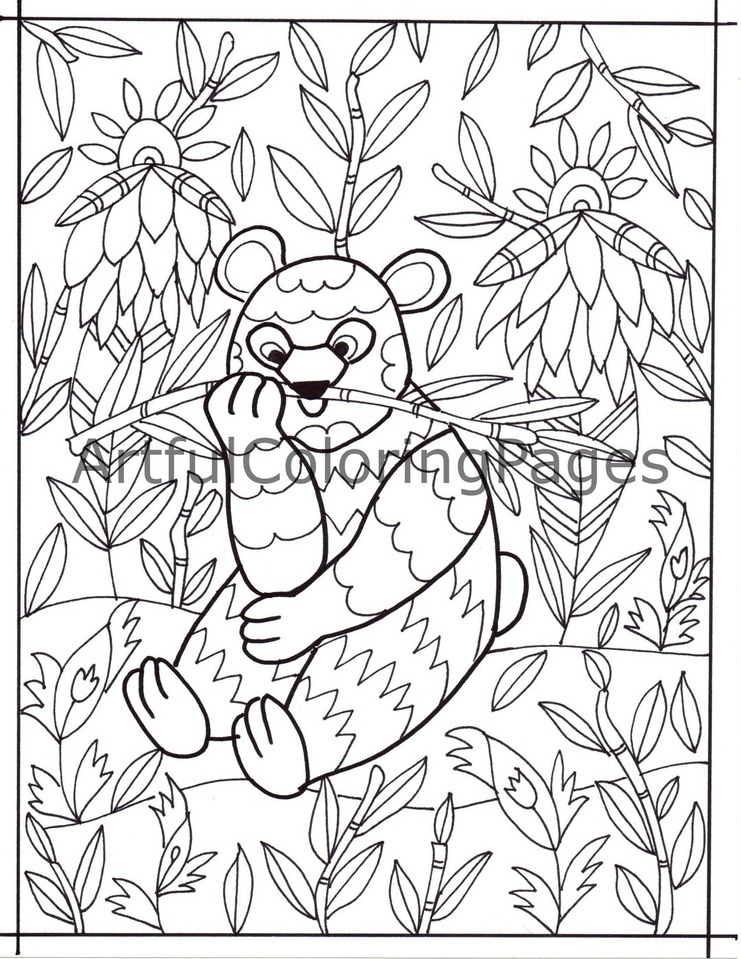 Adult Coloring Pages Panda Coloring Page Animal Coloring - Etsy UK
