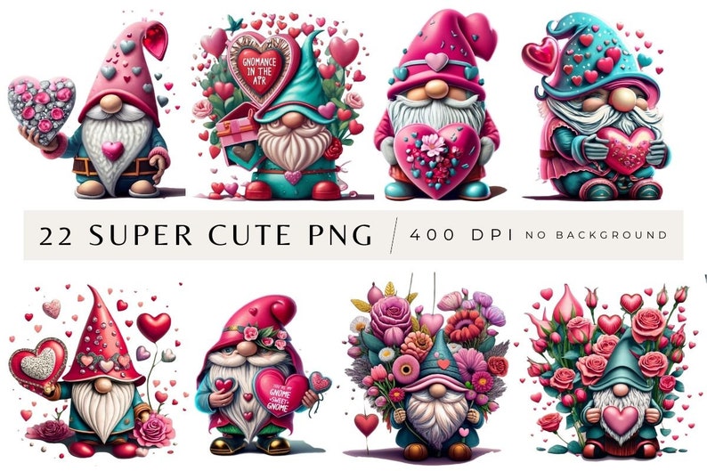 22 Cute Valentines Gnome Clipart for a Cuteness Overload Gnome 3D ...