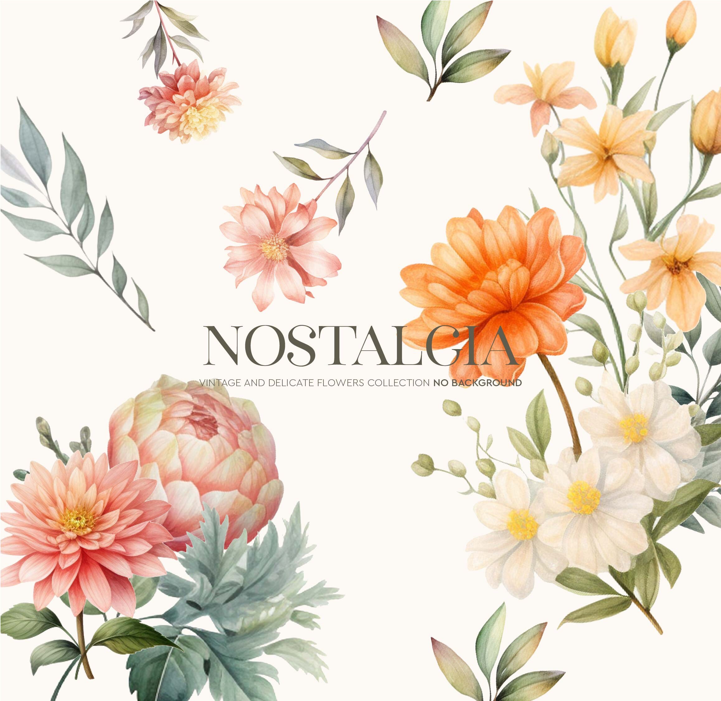 Flower Bouquet, Spring Clipart, Hand Drawn Flowers, Clipart Flowers ...