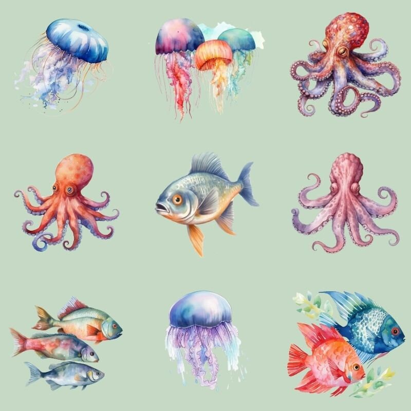 Sea Life Clipart Fish Clipart Ocean Life Nautical Clipart - Etsy