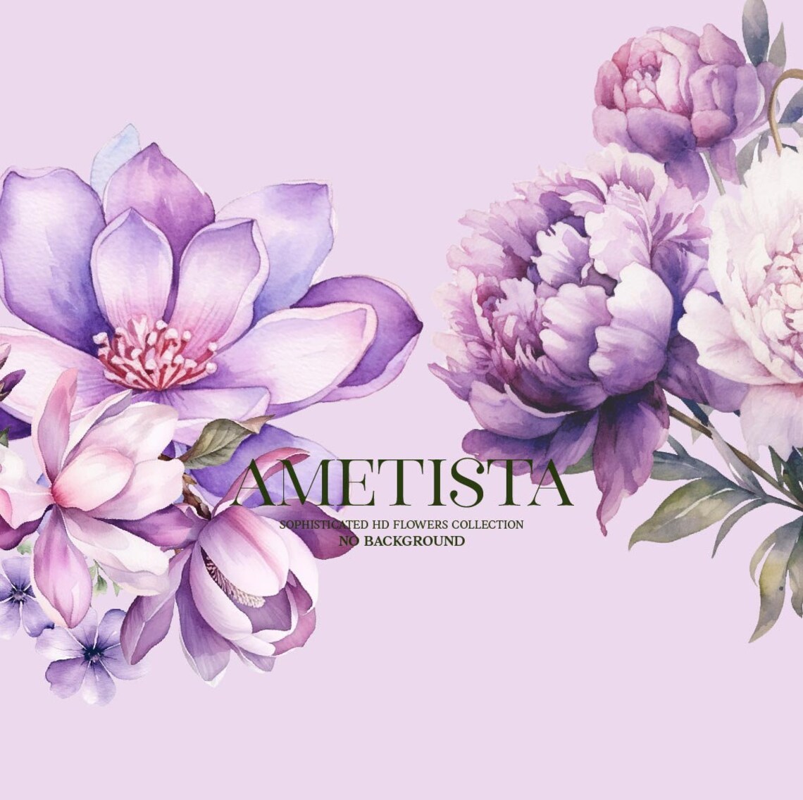 Watercolor Plum & Lilac Flower Clipart, Purple Wedding Flowers ...