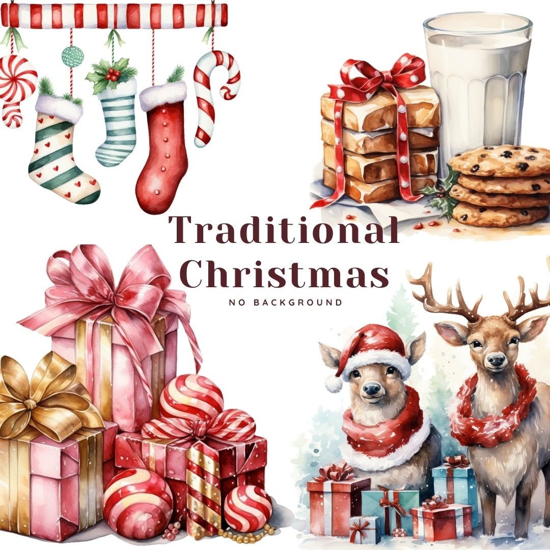 Christmas Png Bundle Enchanting Watercolor Christmas Elements Festive ...