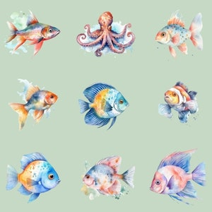 Sea Life Clipart, Fish Clipart, Ocean Life, Nautical Clipart ...
