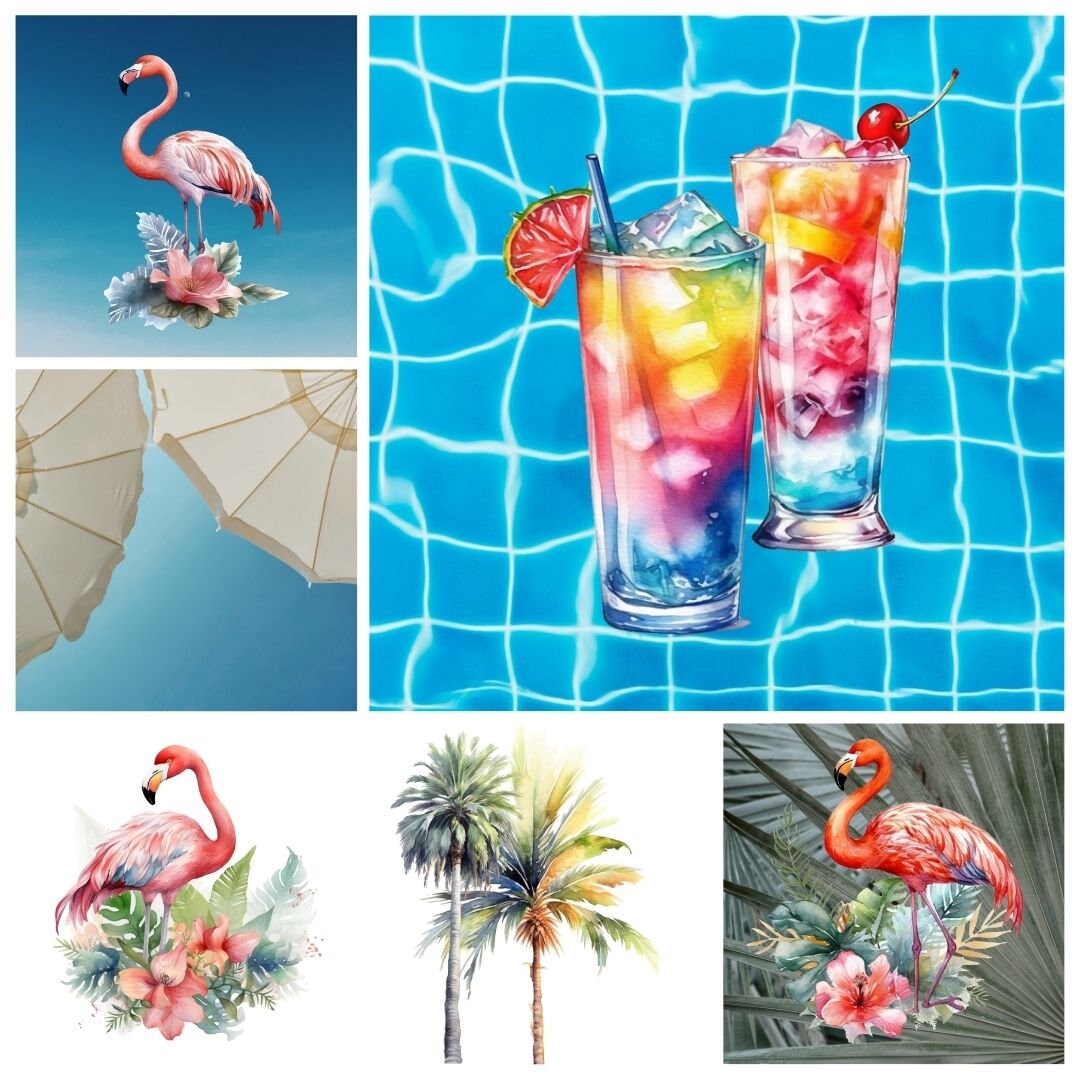 Printable Pool Party Clipart, Flamingo Pool Party Clipart Collection ...