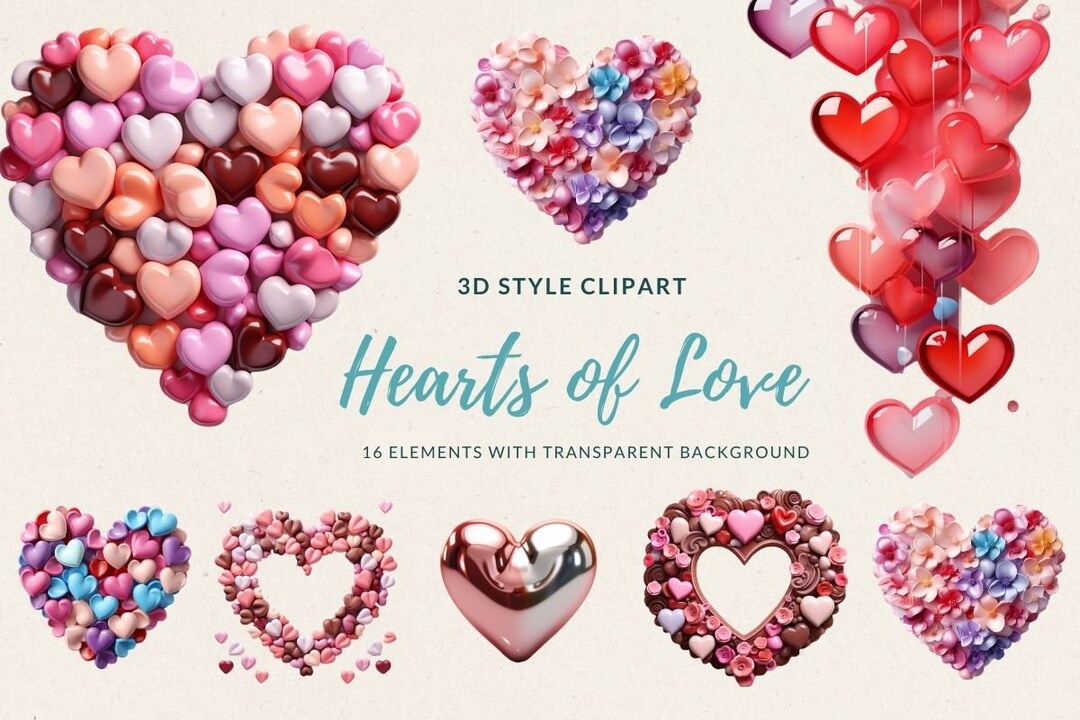 16 Valentine's Day Heart Clipart, Heart Frames and Banner for a ...