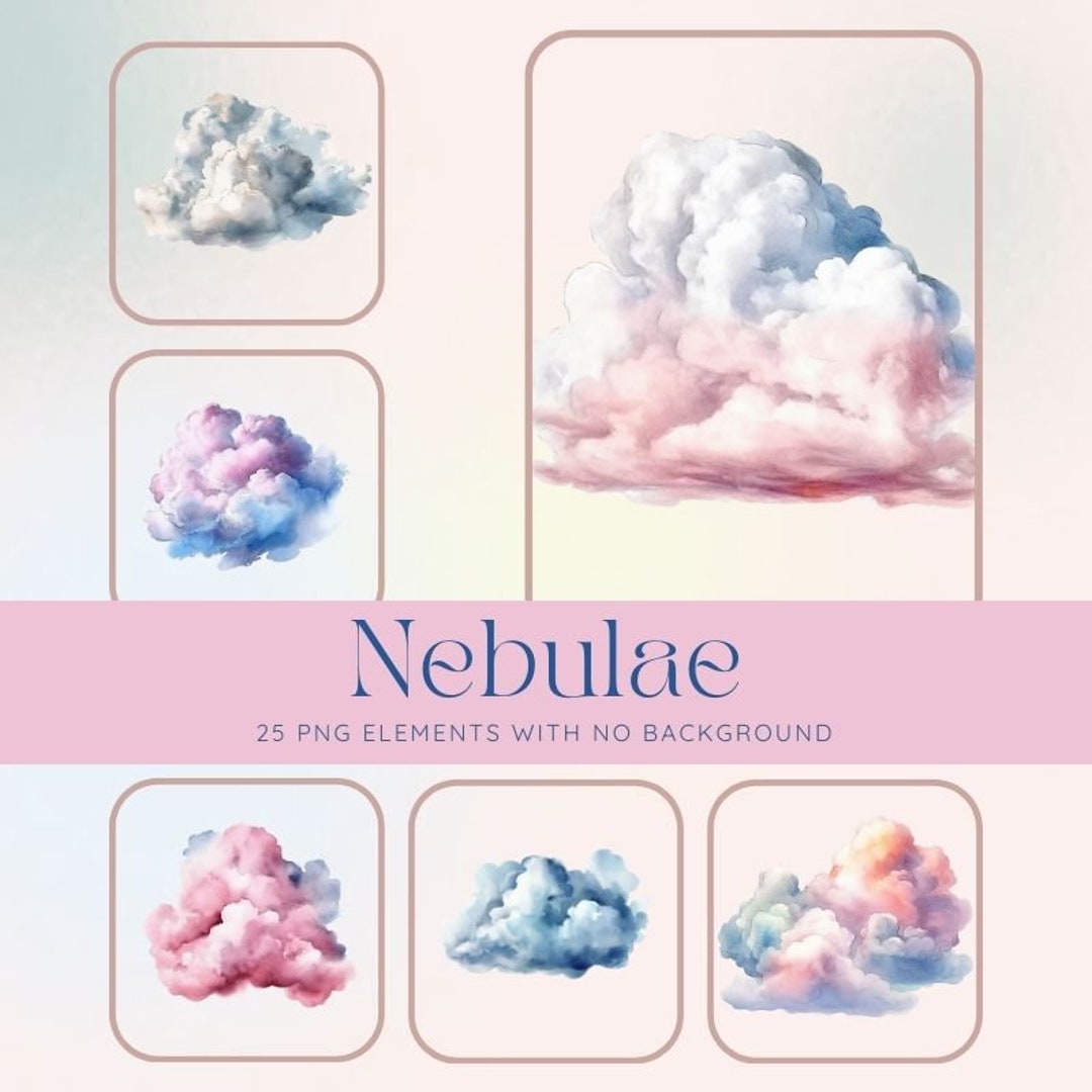 Cloud Clipart Collection, Watercolor Clipart, Sky Elements, Watercolor ...