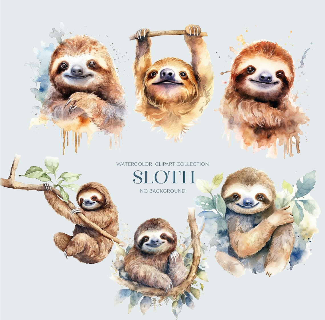 Watercolor Sloth Png, Cute Sloth Png Illustration, Animals Watercolor ...
