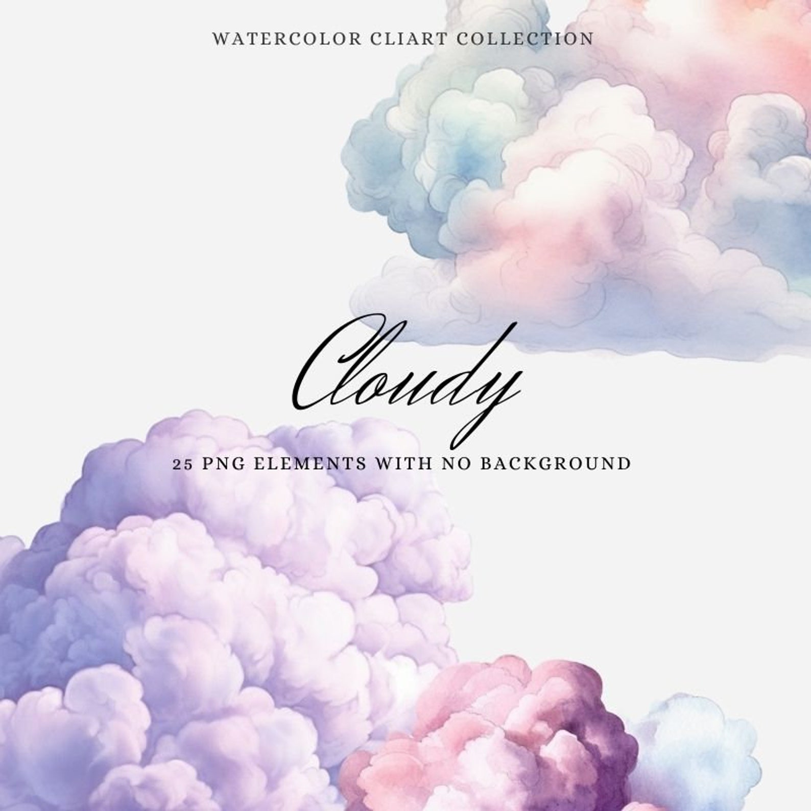 Cloud Clipart Collection, Watercolor Clipart, Sky Watercolor Clipart ...
