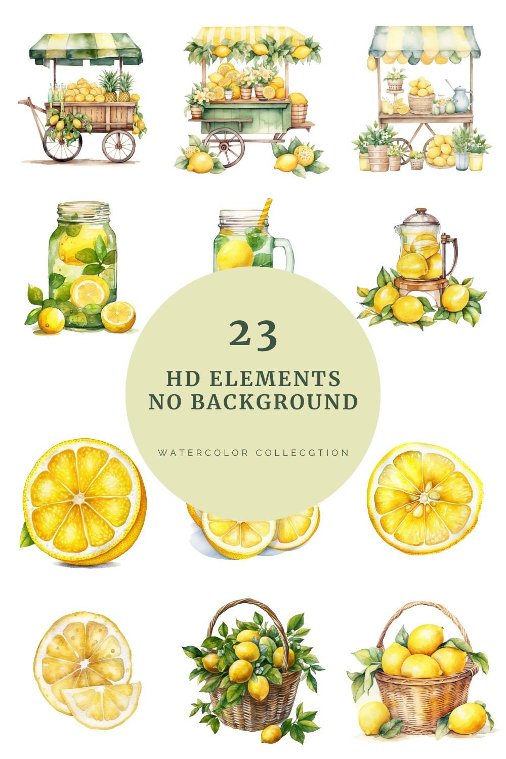 Mediterranean Clipart, Lemon Clipart, Lemon Theme, Citrus Art, Digital ...