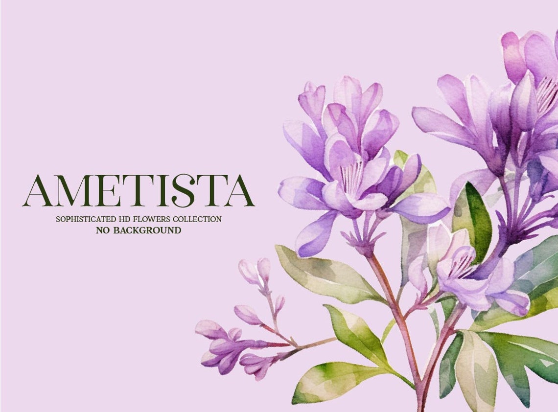 Watercolor Plum & Lilac Flower Clipart, Purple Wedding Flowers ...