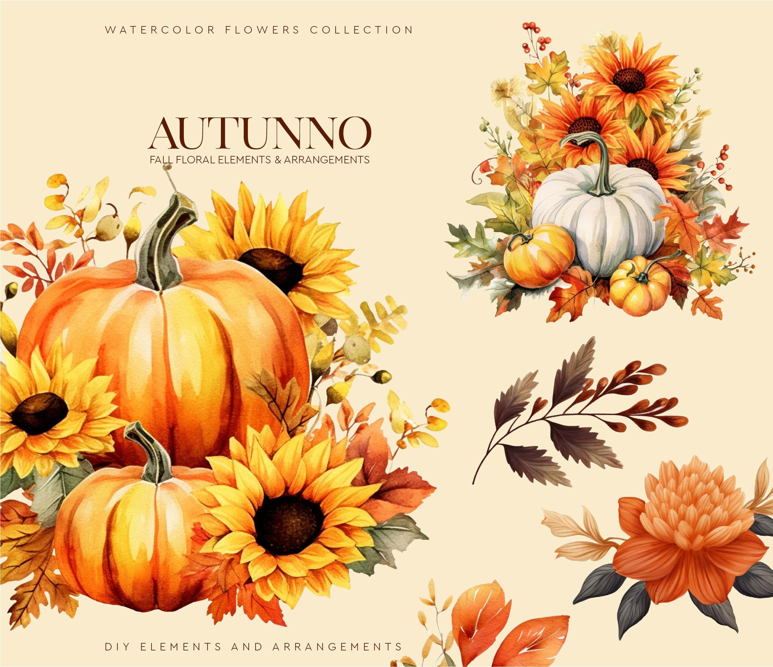 Fall Clipart Autumn Clipart Pumpkin Clipart Fall Leaves - Etsy
