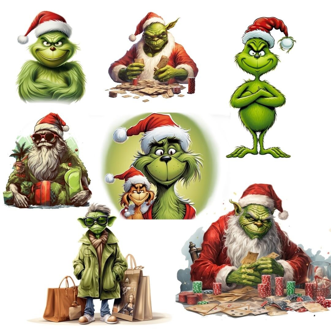 12 SVG & PNG of Nasty Grinch Clipart Craft Bold T-shirts - Etsy