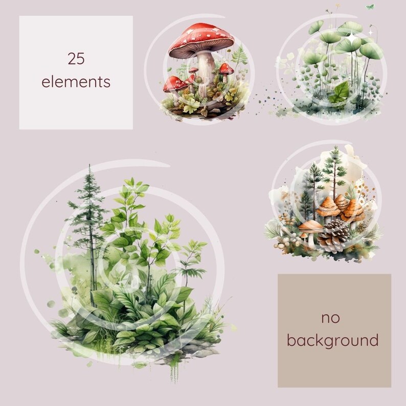 25 Watercolor Fall Forest Clipart Autumn Clipart Mushroom - Etsy