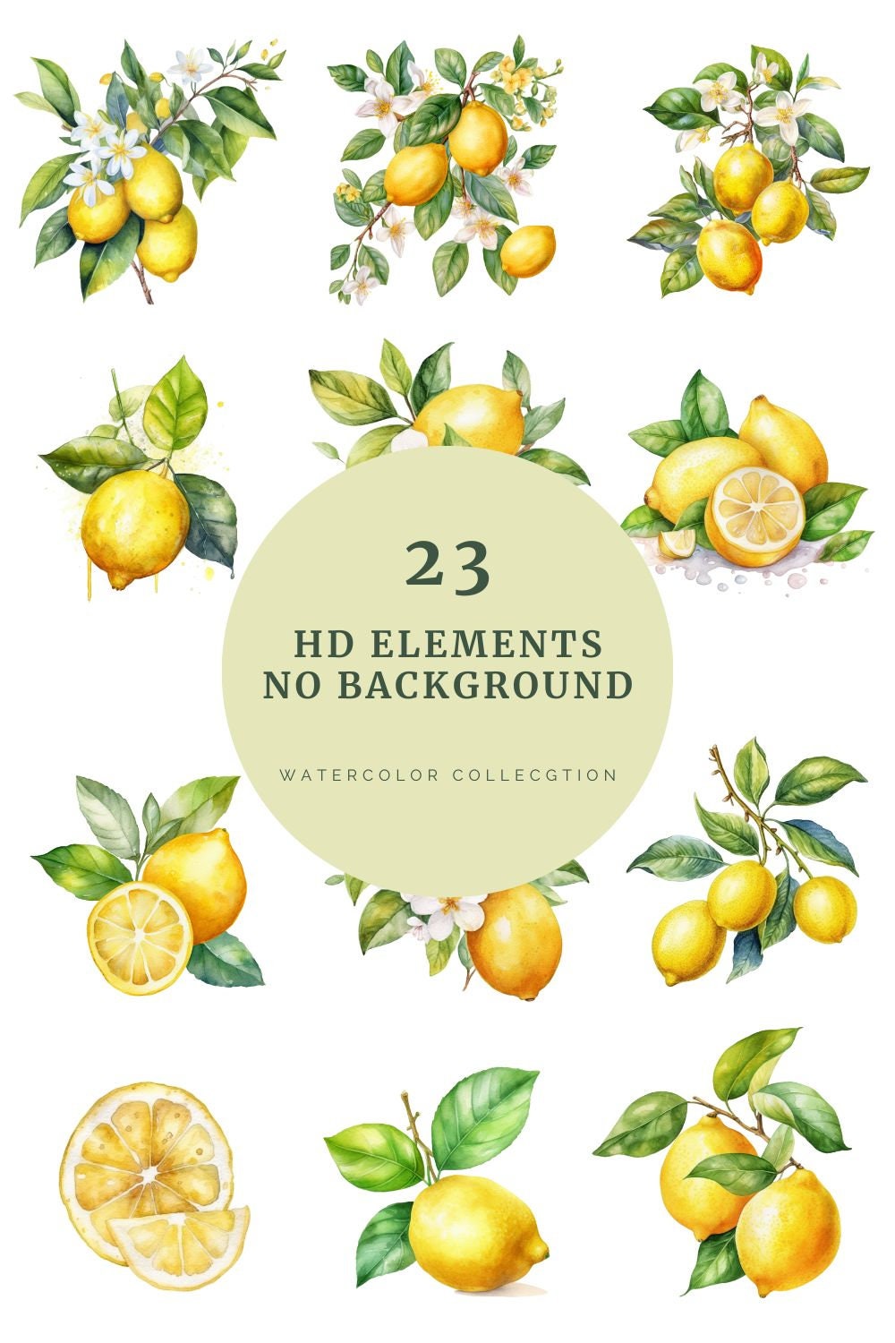 Mediterranean Clipart, Lemon Clipart, Lemon Theme, Citrus Art, Digital ...