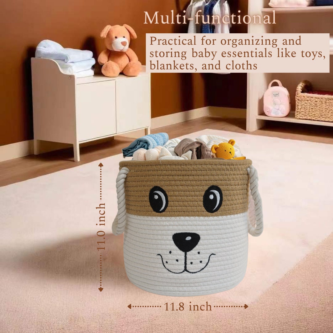 Dog Woven Basket With Handles, Toy Storage Basket, Baby Gift Basket ...