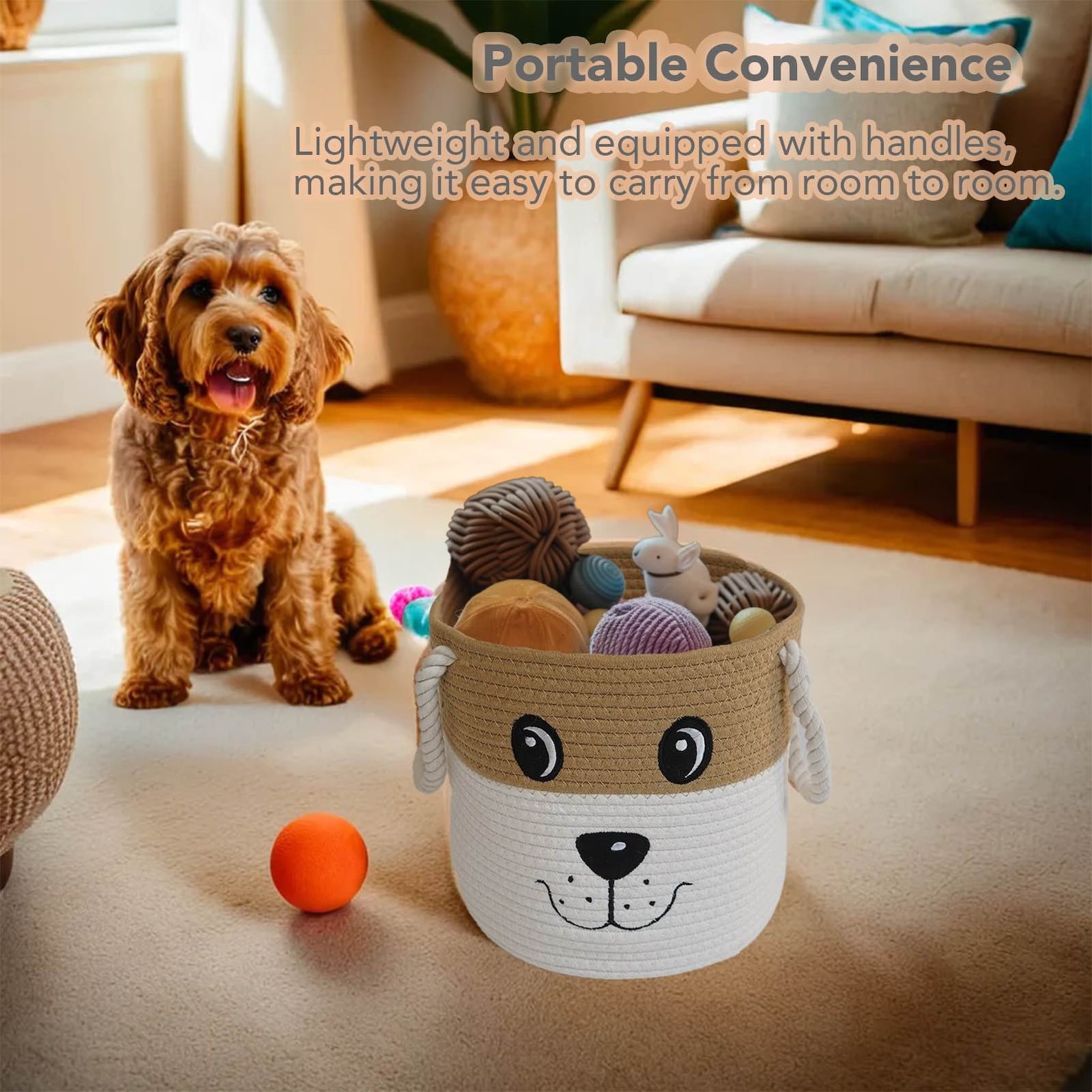 Dog Woven Basket With Handles, Toy Storage Basket, Baby Gift Basket ...