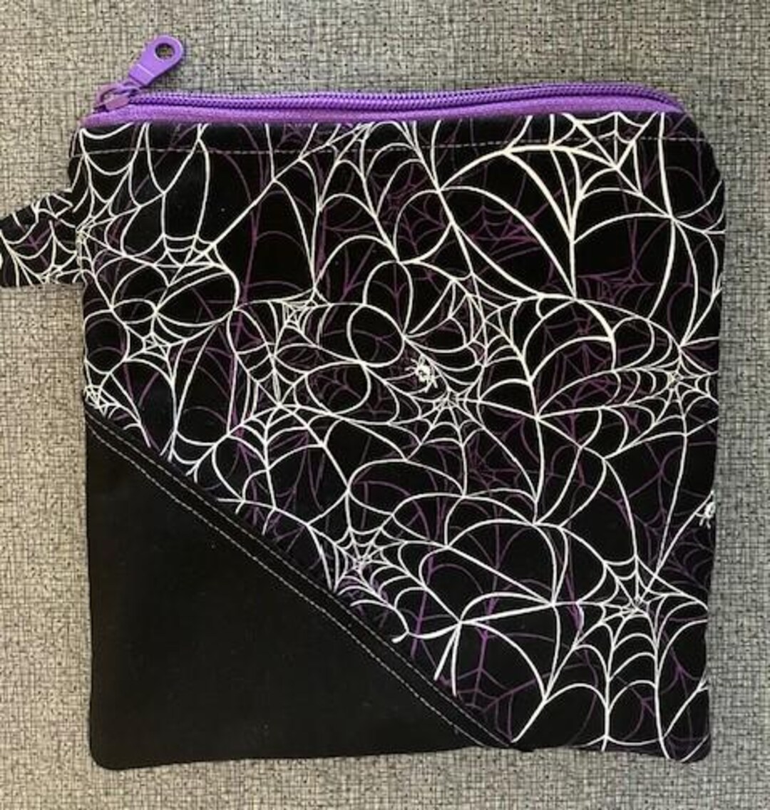 Spooky Halloween Spider Webs Zippered Pouch Fully Lined E-reader Pouch ...