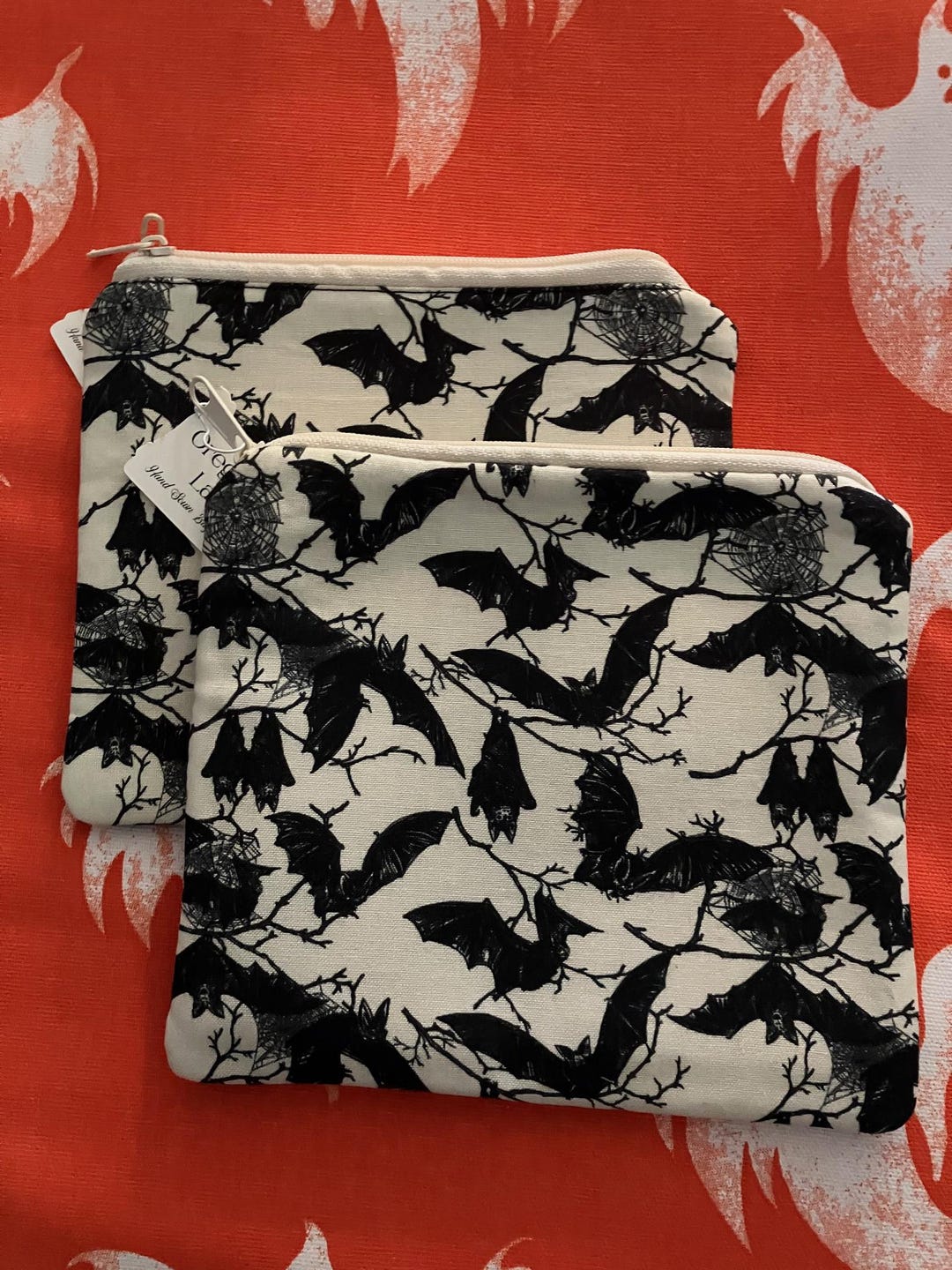 NEW Bats Halloween Spooky Spider Webs Zippered Pouches Fully Lined ...