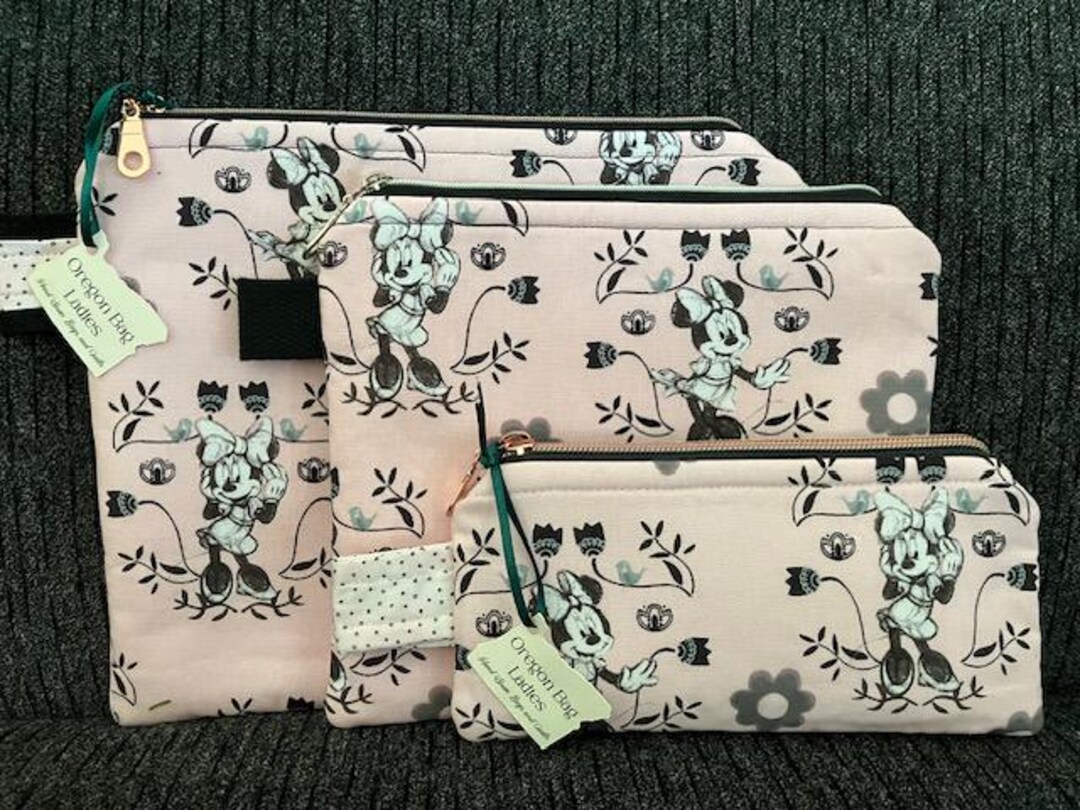 Minnie Mouse Pastel Pink Zip Pouch Cosmetics Medications Small Tech ...