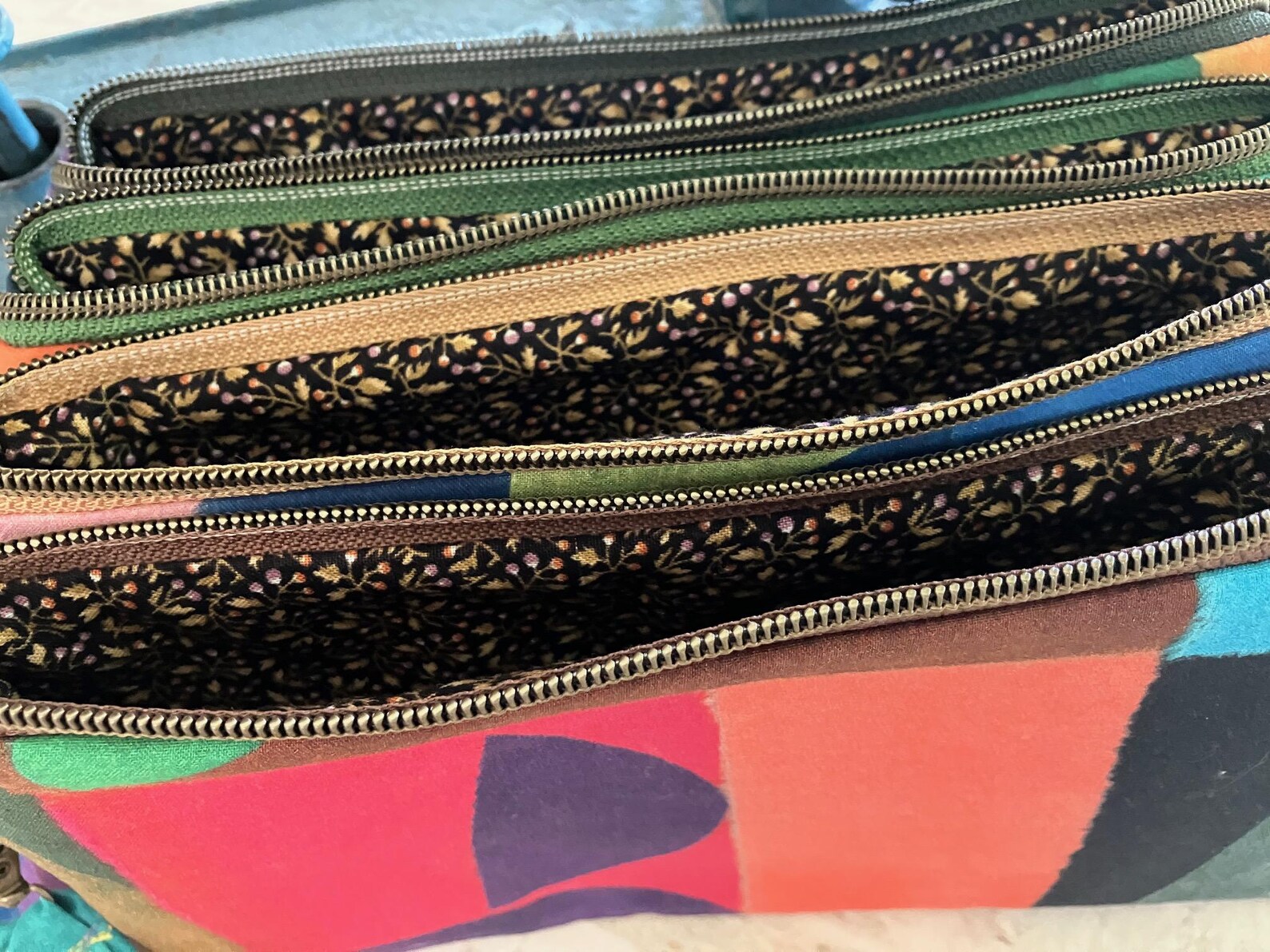 Mid-century Graphics Zippered Pouch: Colorful Small Purse With Strap - Etsy