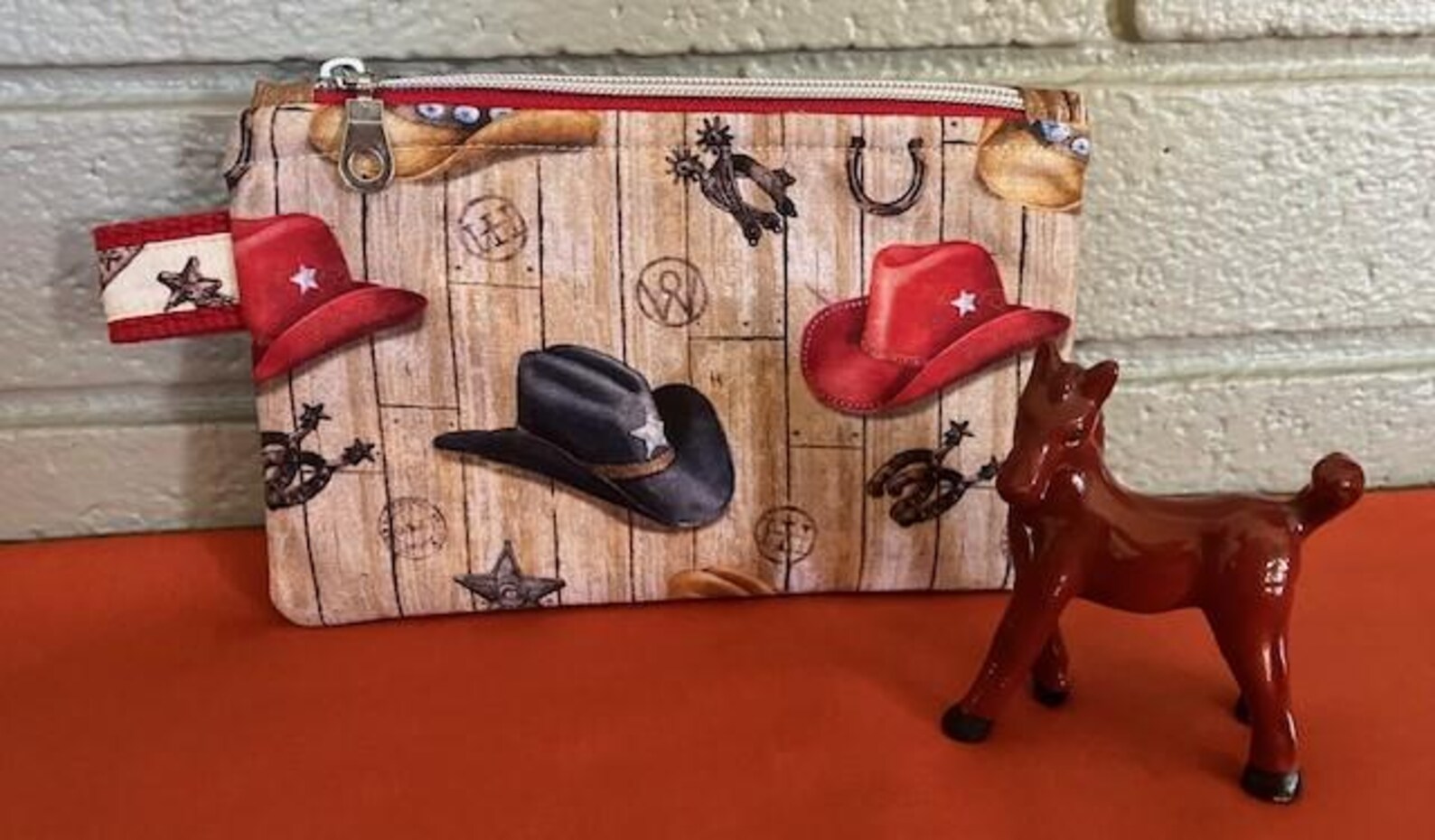 Cowboy Hats Western Zippered Pouch Fully Lined Sheriff Badge Cosmetics ...