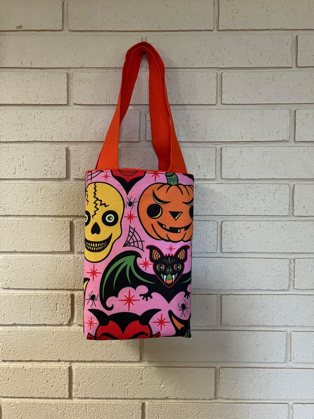 Halloween Spooky Tote Fully Lined Pumpkins Devil Bats Owls Skeleton ...