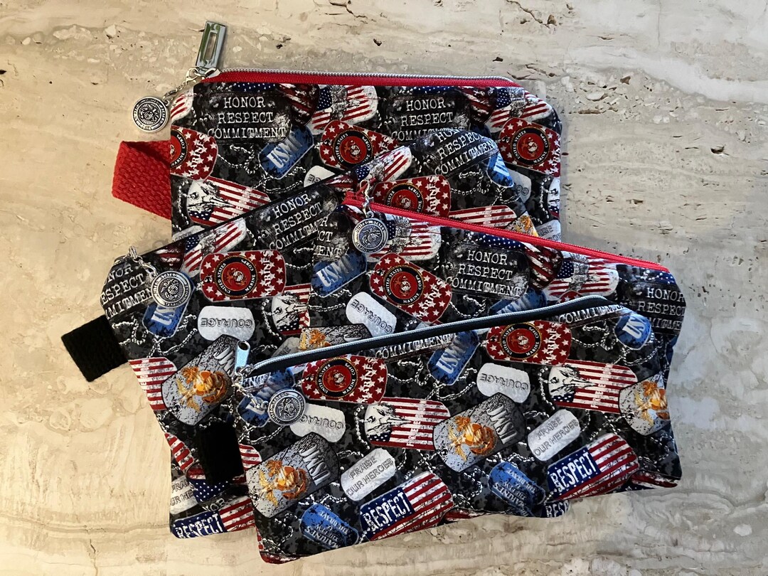 US Marines Military Marine Corps USMC Zippered Pouch Fully Lined ...